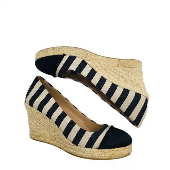 J. Crew | Shoes | J Crew Seville Canvas And Satin Wedge Espadrilles ...